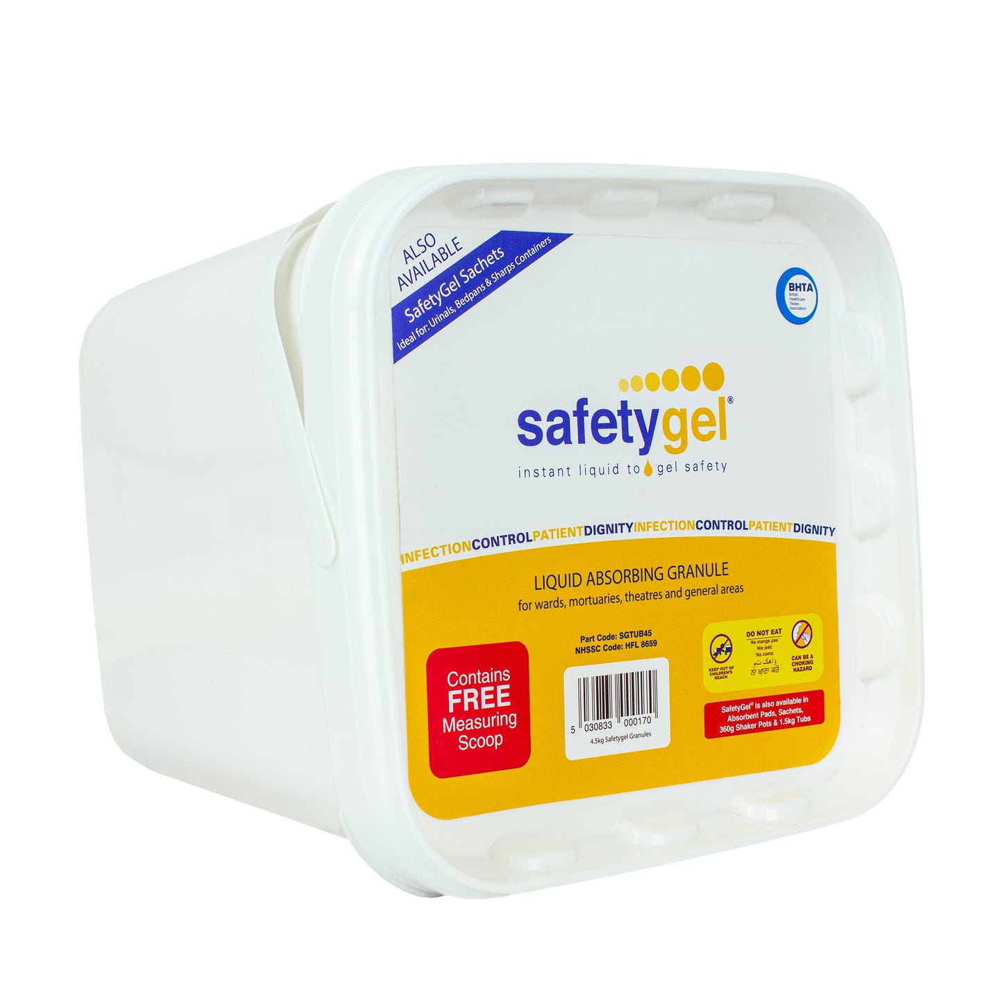 4.5kg Tub of Safetygel Super Absorbent Granules – Safetygel UK